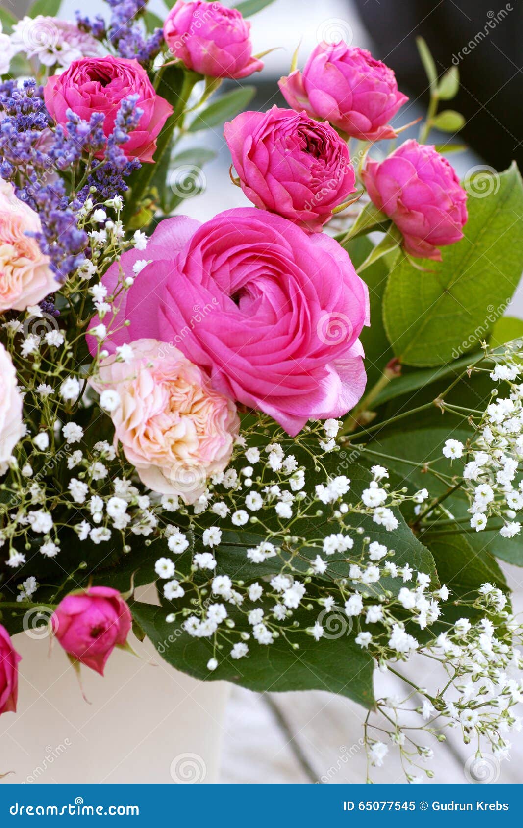 Romantic Bouquet with Pink Roses Stock Image - Image of card, flower ...