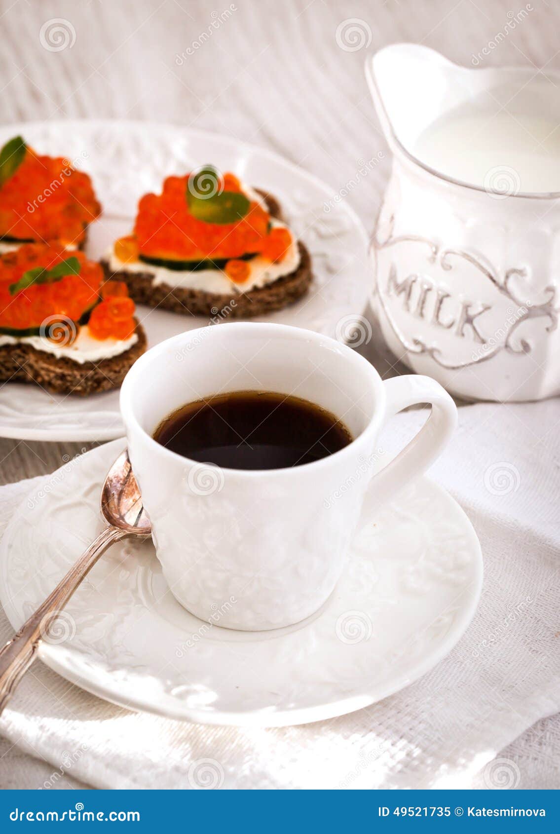 Romantic Breakfast with Coffee and Toasts Stock Image - Image of ...