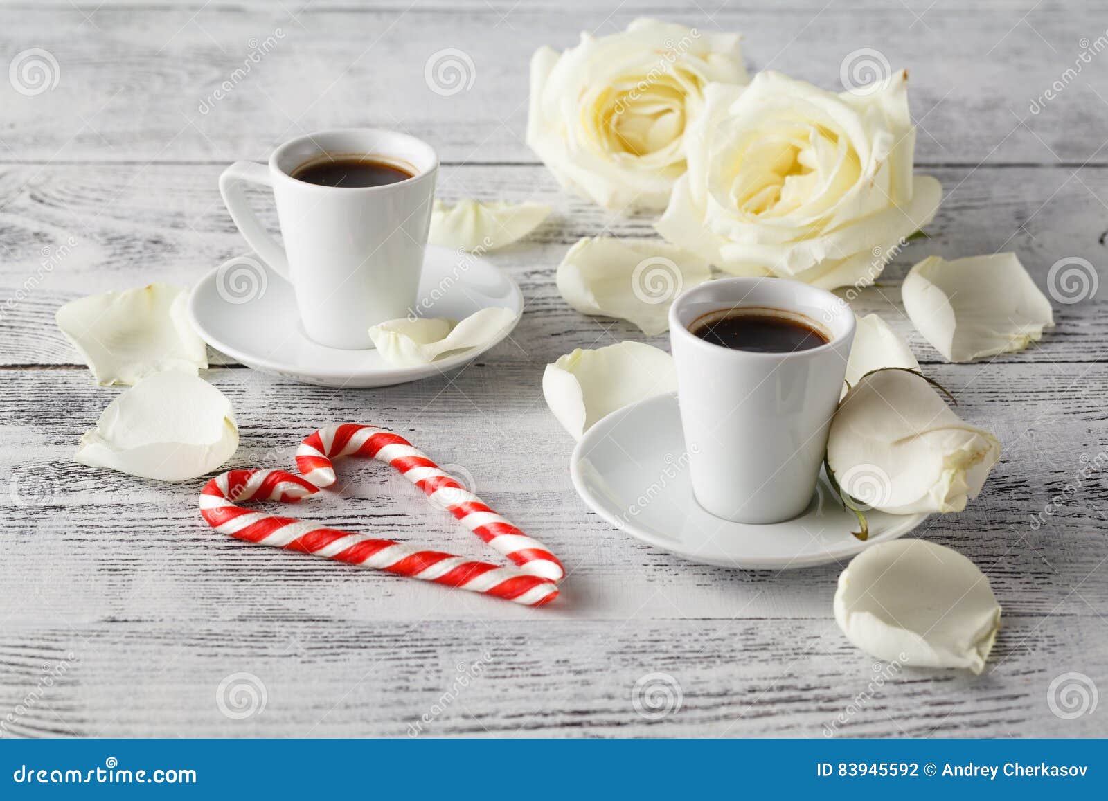 Romantic Breakfast Coffee with White Rose Stock Photo - Image of ...