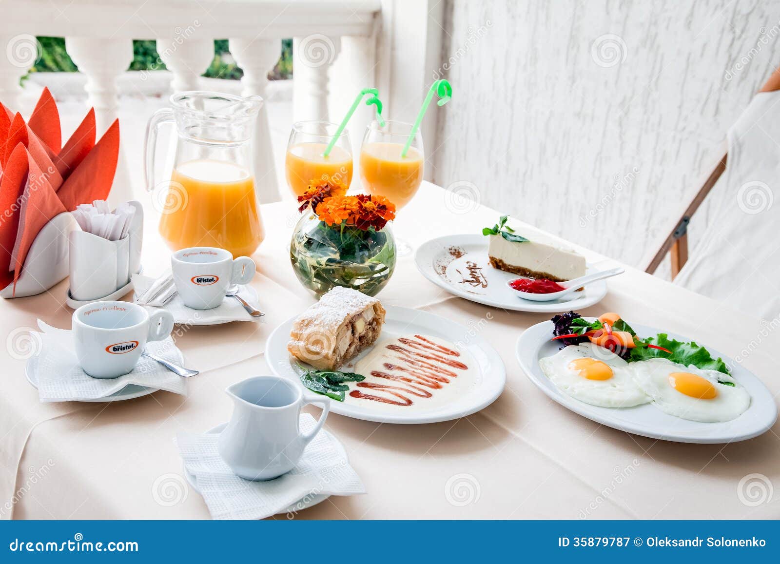 Romantic Breakfast for Two on Table Stock Image - Image of energy, cake ...
