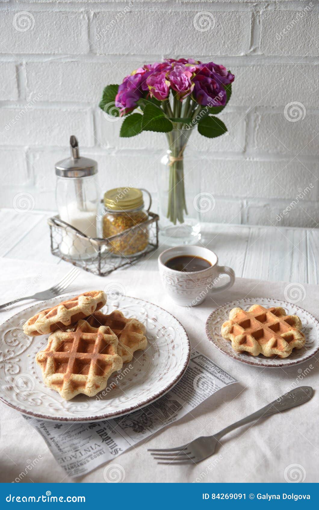 Romantic Breakfast for Two. Valentine`s Day. Stock Image - Image of ...