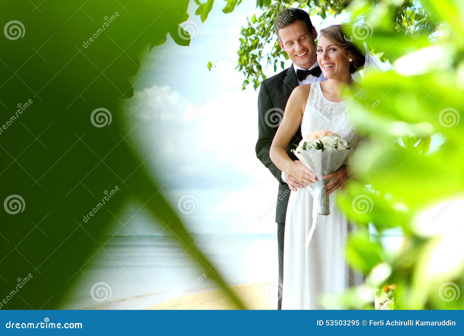 Romantic bride and groom stock image. Image of outdoors - 53503295