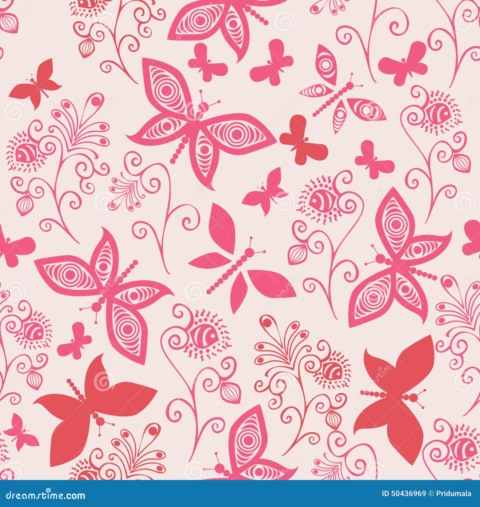 Romantic Butterfly Seamless Pattern. Stock Vector - Illustration of ...