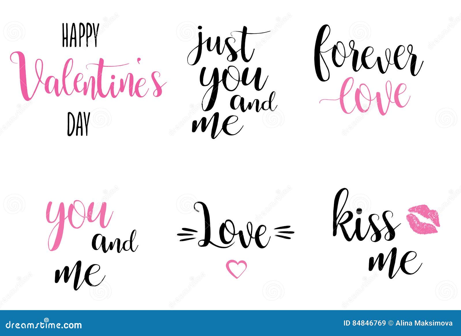 Romantic Calligraphy Inscriptions Set Stock Vector - Illustration of ...