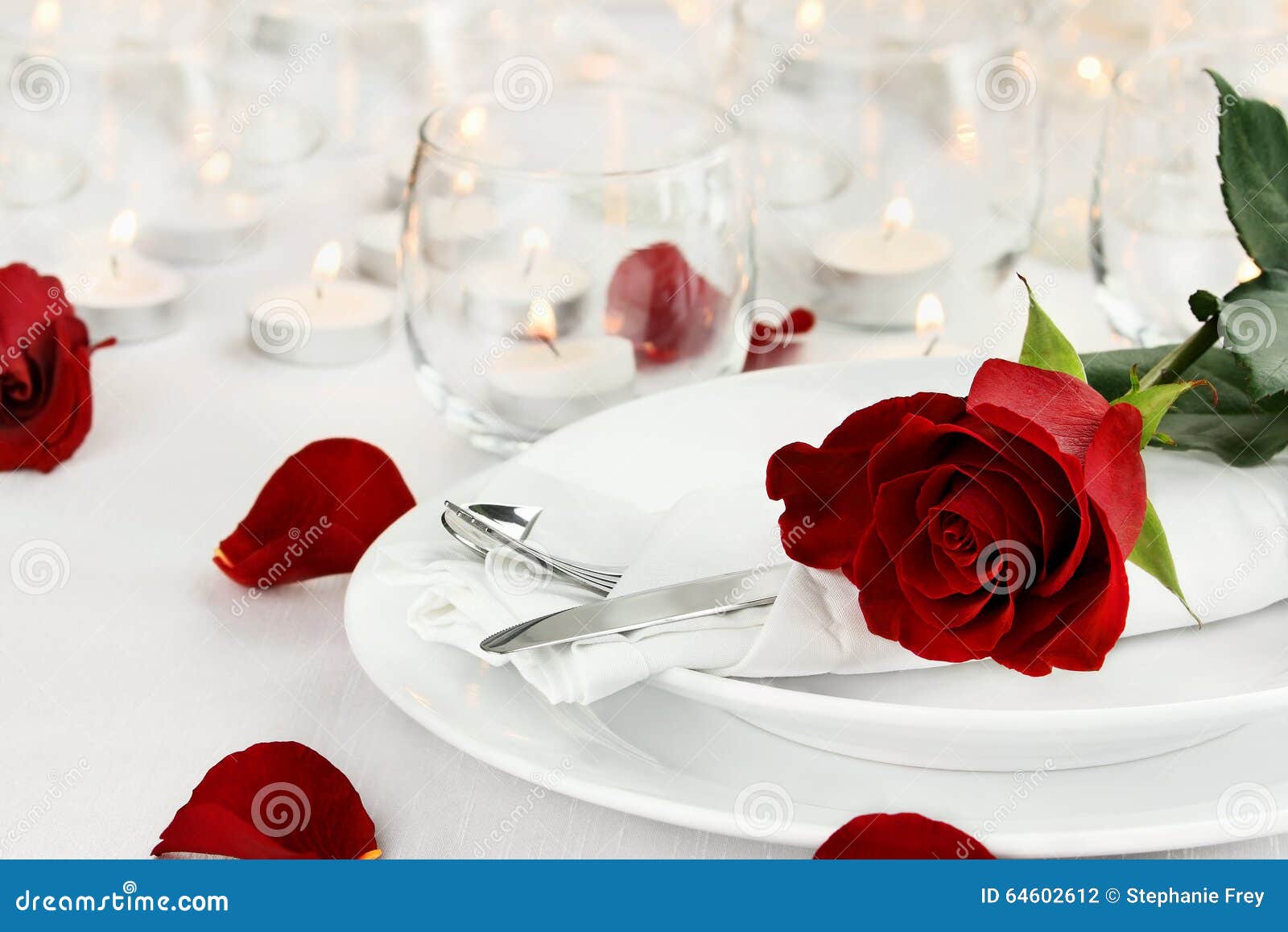 Romantic Candle Light Table Setting Stock Photo - Image of bokeh ...