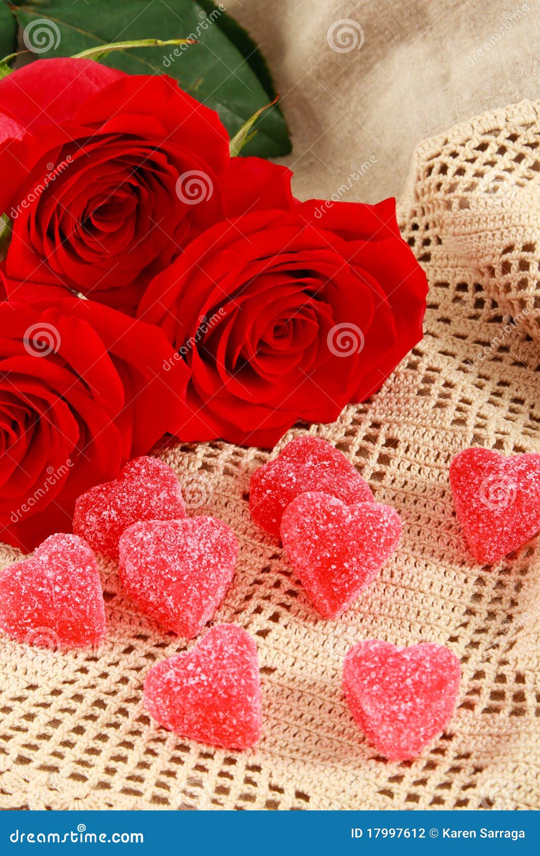 Romantic Candy Hearts and Roses Stock Photo - Image of romance, heart ...
