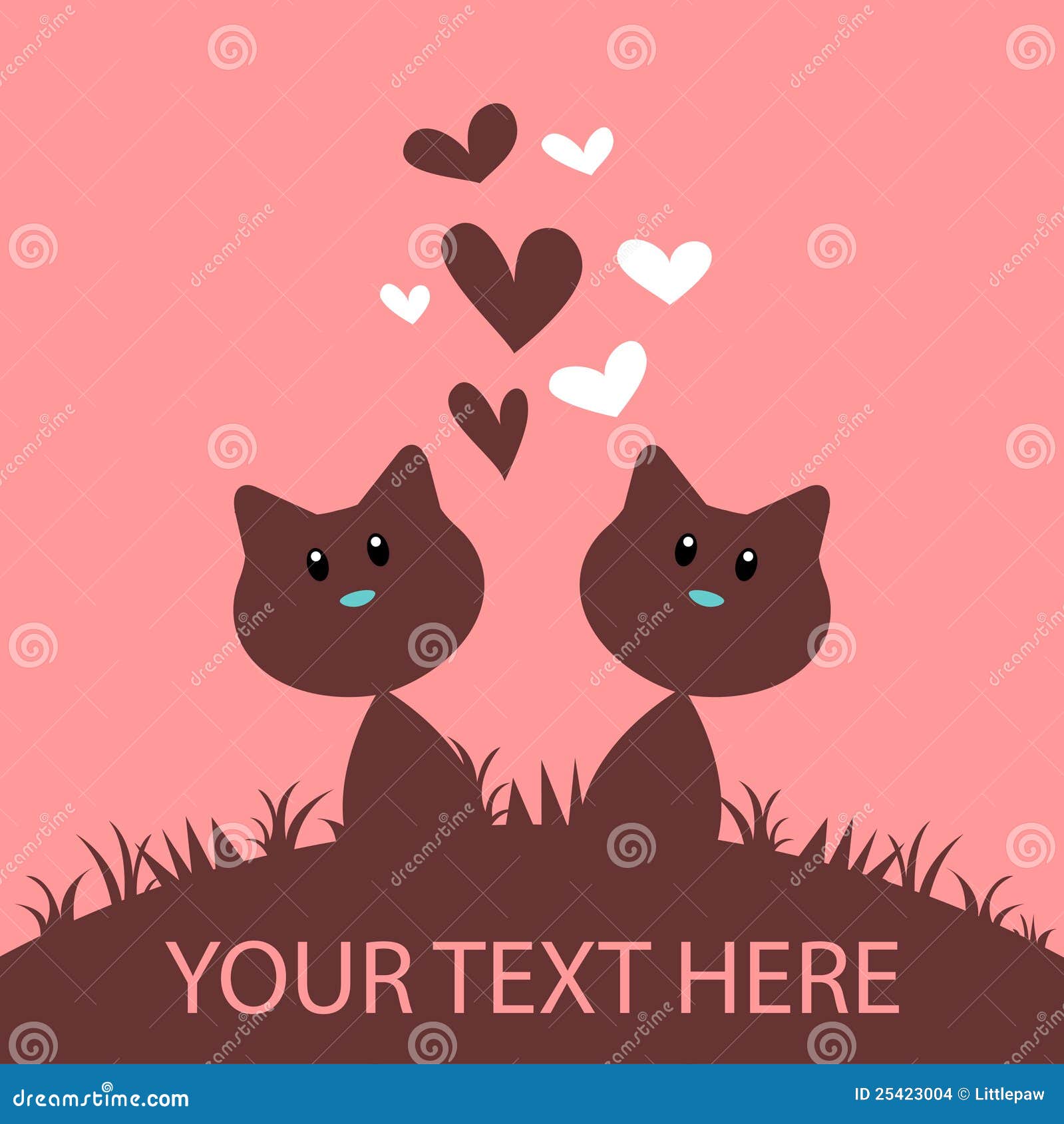 Romantic Card with Two Cats Stock Vector - Illustration of couple ...
