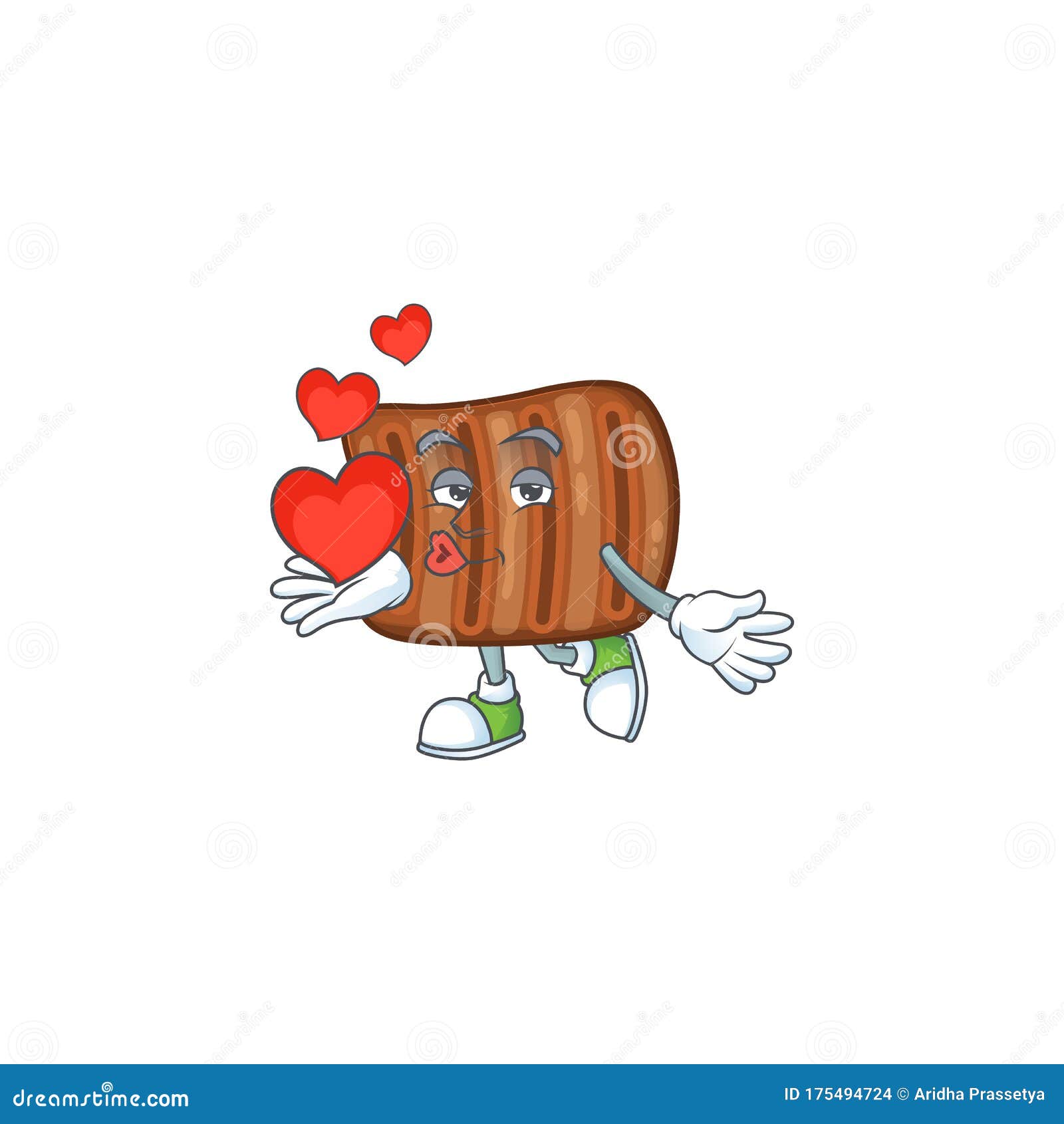 A Romantic Cartoon Character of Roasted Beef with a Heart Stock Vector ...
