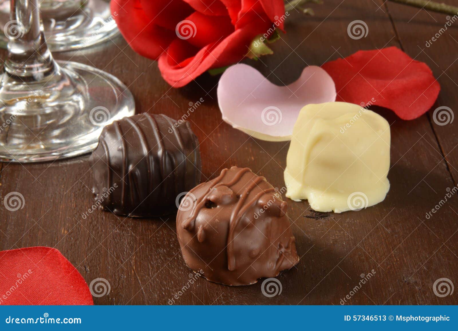 Romantic chocolates stock image. Image of crystal, petals - 57346513