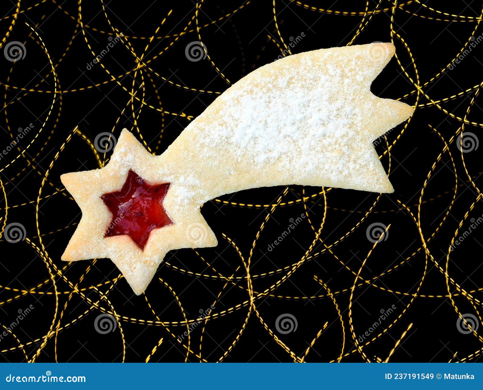 Linzer Cookie in a Shape of Comet Isolated on Background with Light ...