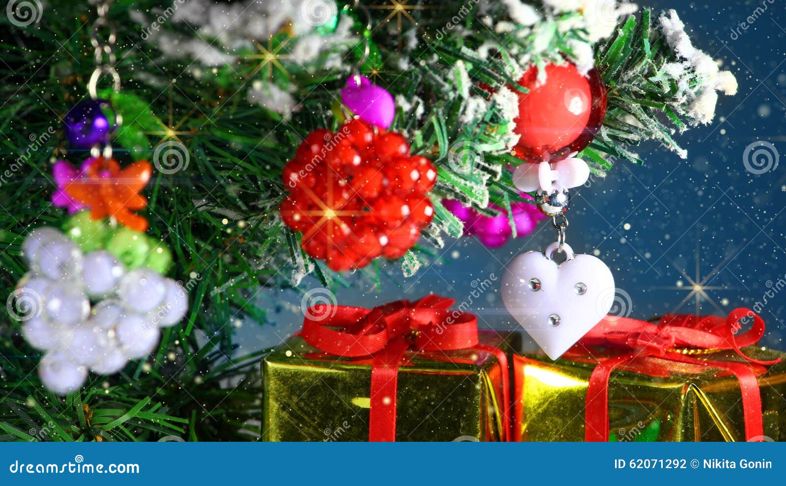 Romantic Christmas Tree Decoration Close-up Stock Photo - Image of ...