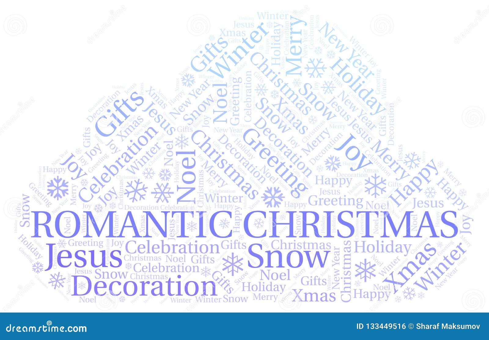 Romantic Christmas Word Cloud Stock Illustration - Illustration of card ...