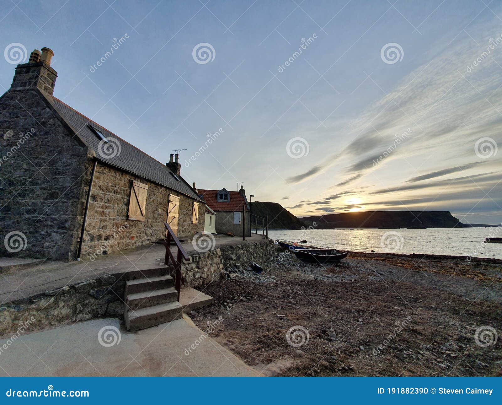 Romantic Coastal Town - Scotland Stock Photo - Image of wall, peaceful ...