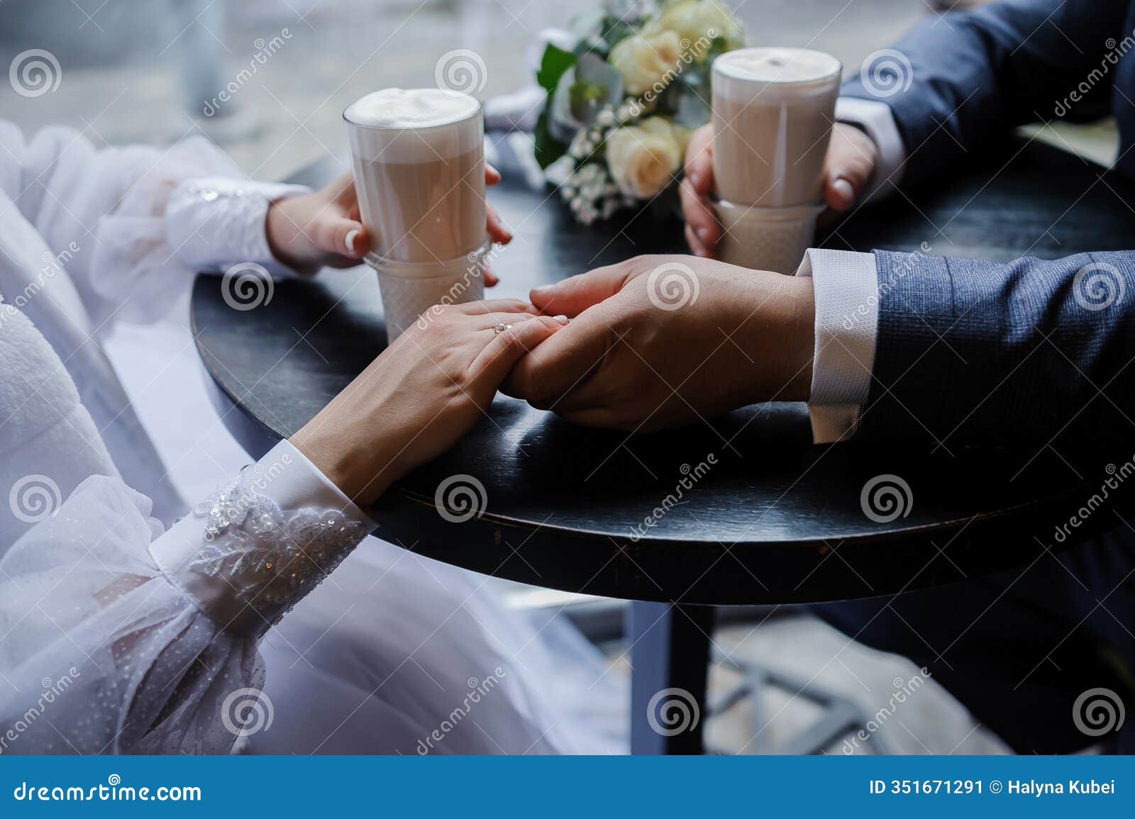 Romantic Coffee Date between an Engaged Couple in a Cozy Cafe Setting ...