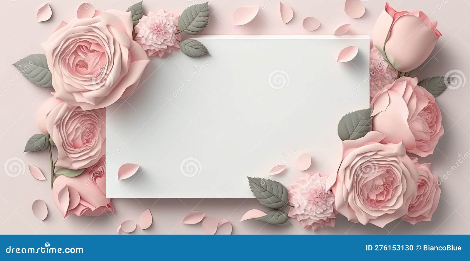 Romantic Color in Pastel Roses of Rectangle Shape Frame with Leave ...