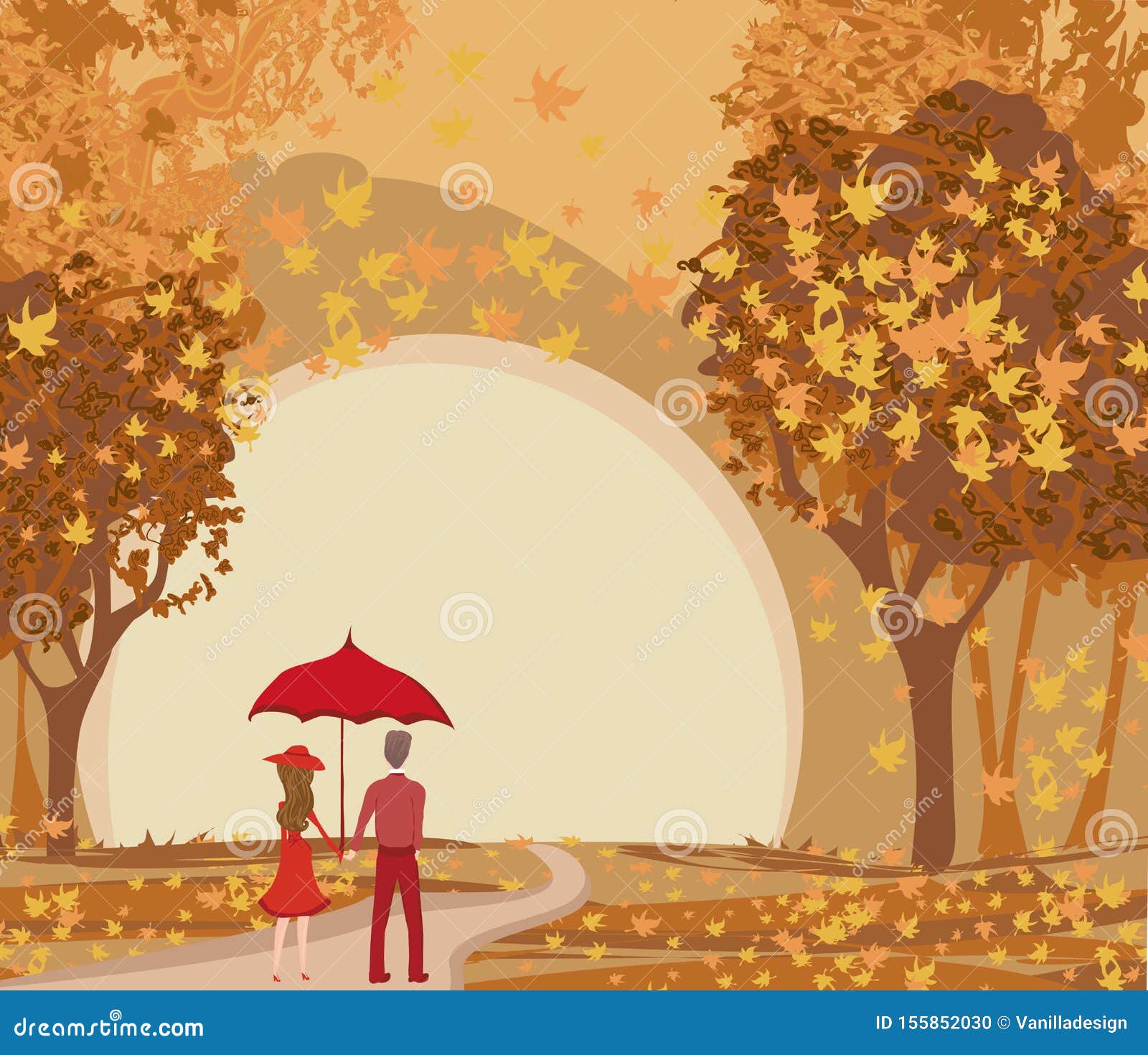 Romantic Couple on an Autumn Walk Stock Vector - Illustration of ...