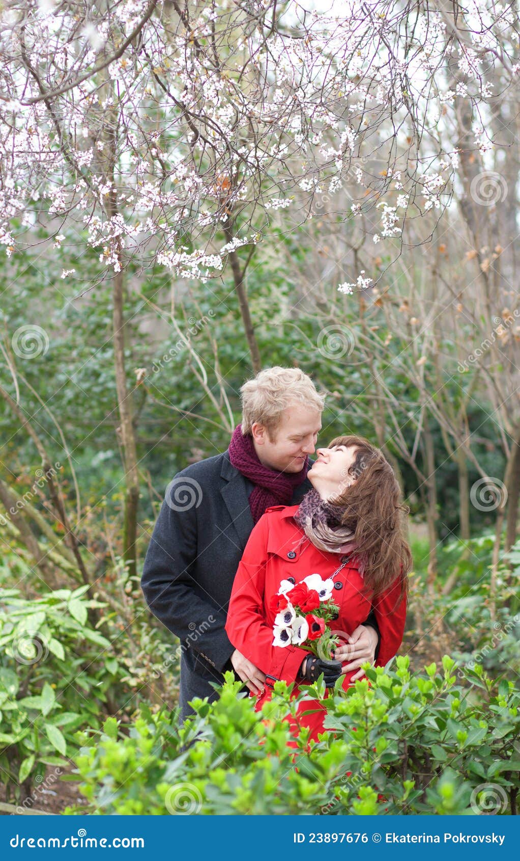 Romantic Couple in a Beautiful Garden Stock Photo - Image of european ...
