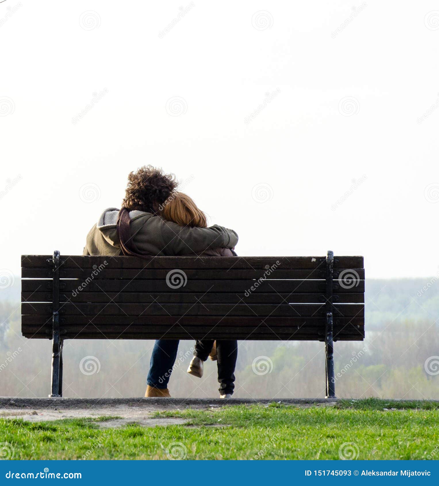 Romantic couple on bench stock image. Image of woman - 151745093