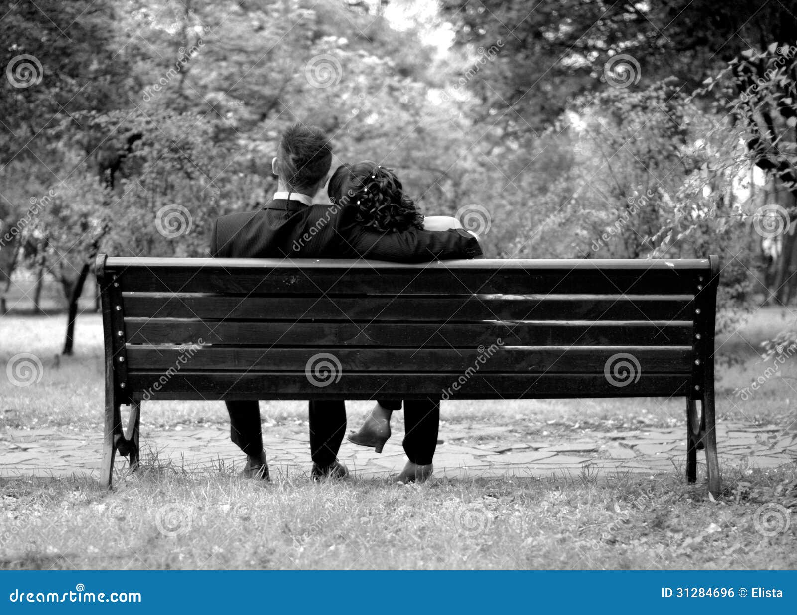 Romantic couple on a bench stock photo. Image of husband - 31284696