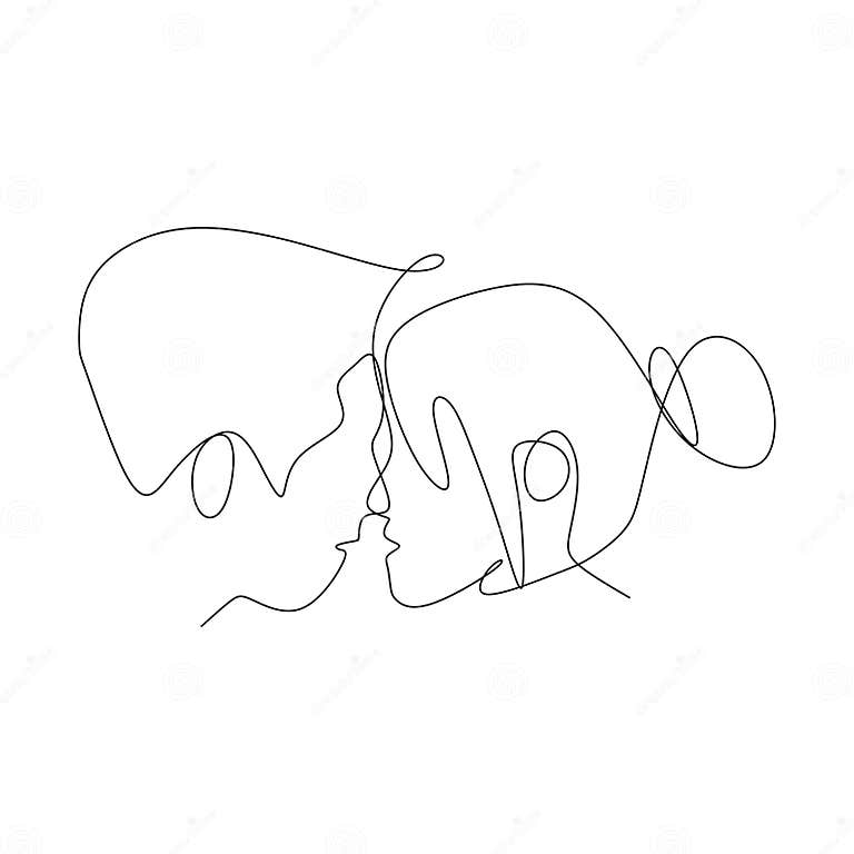Romantic Couple Continuous Line Drawing Vector Illustration Stock
