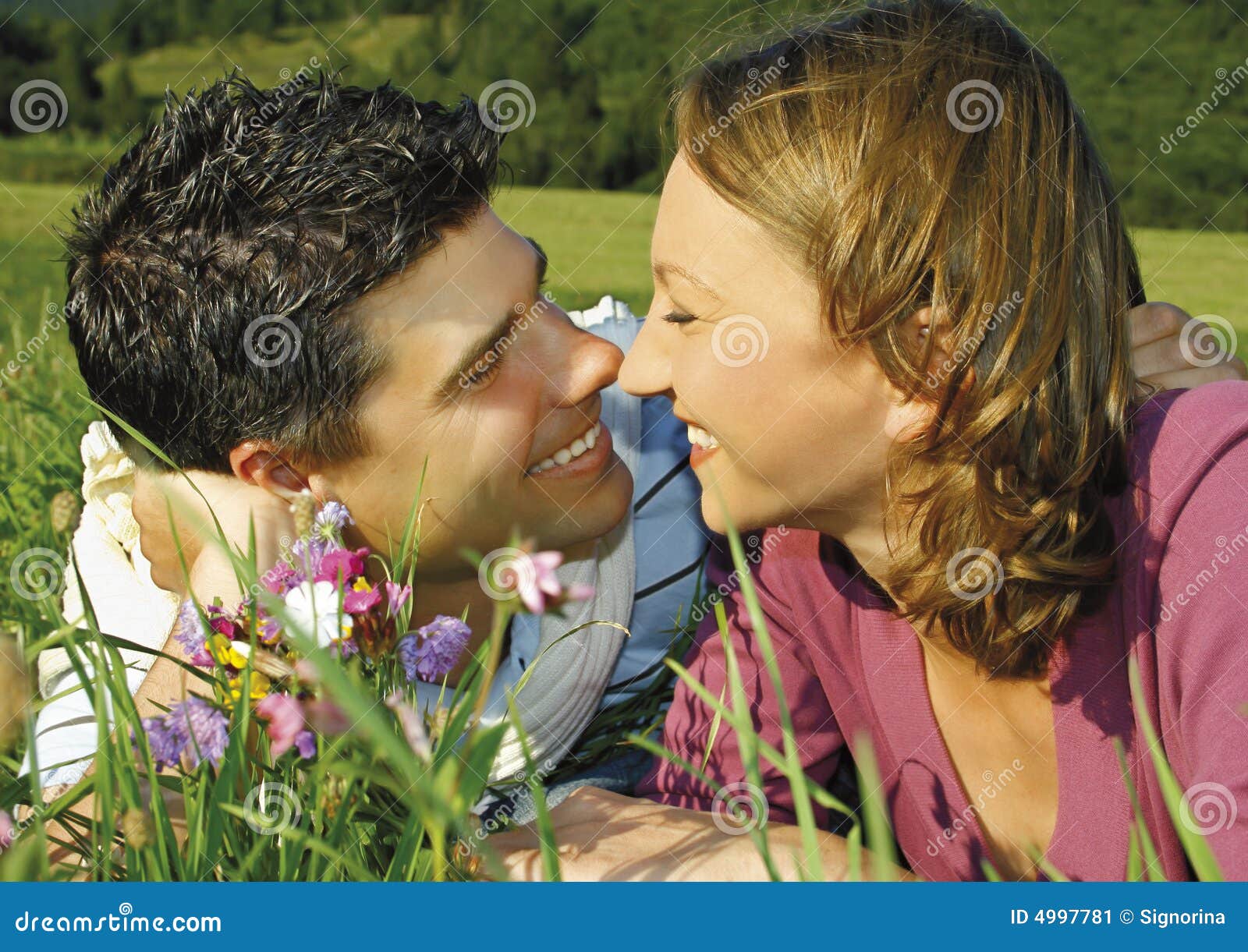 Romantic Couple in Countryside Stock Image - Image of field, handsome ...