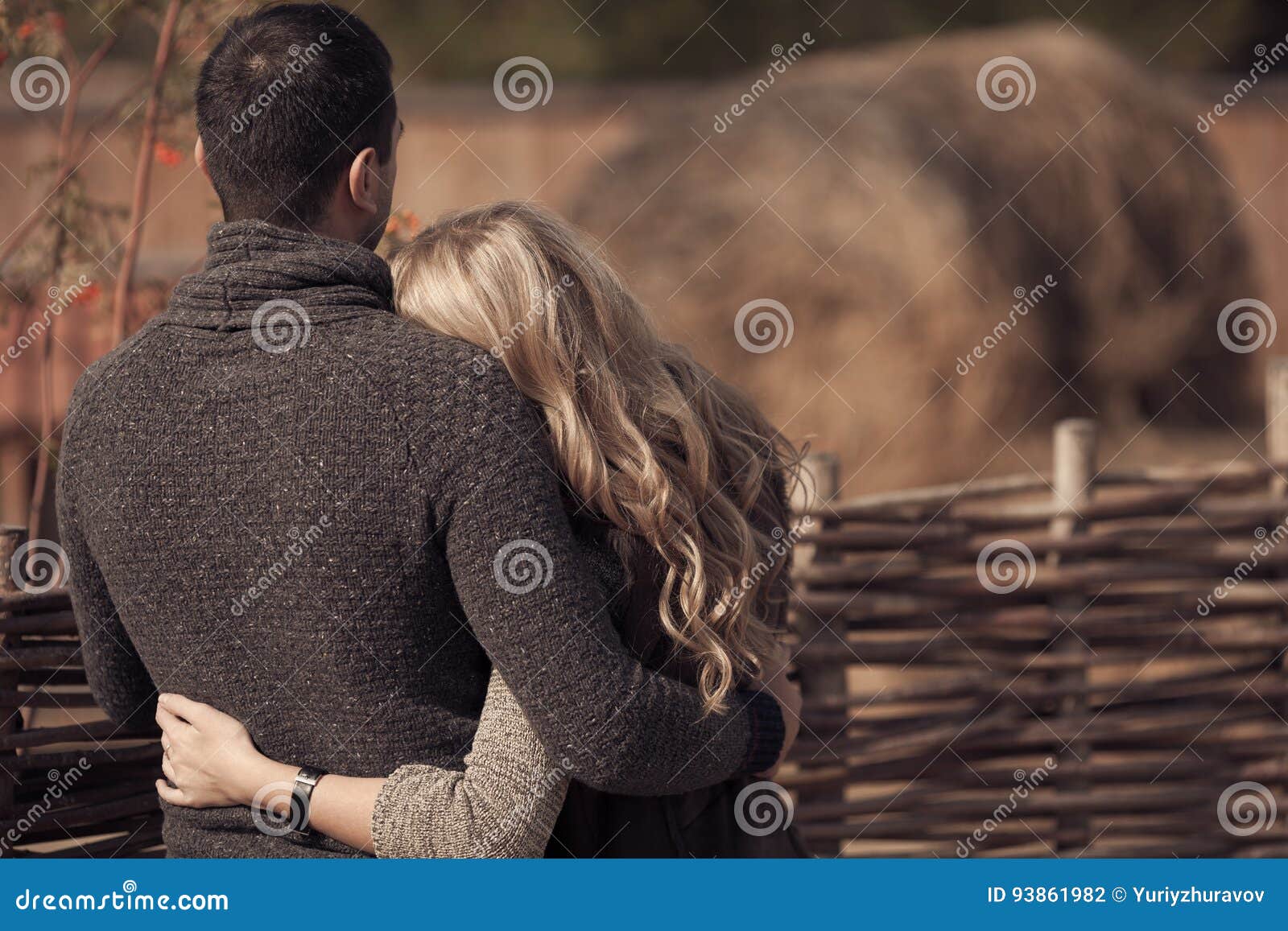 Romantic Couple at Countryside. Stock Photo - Image of together, women ...