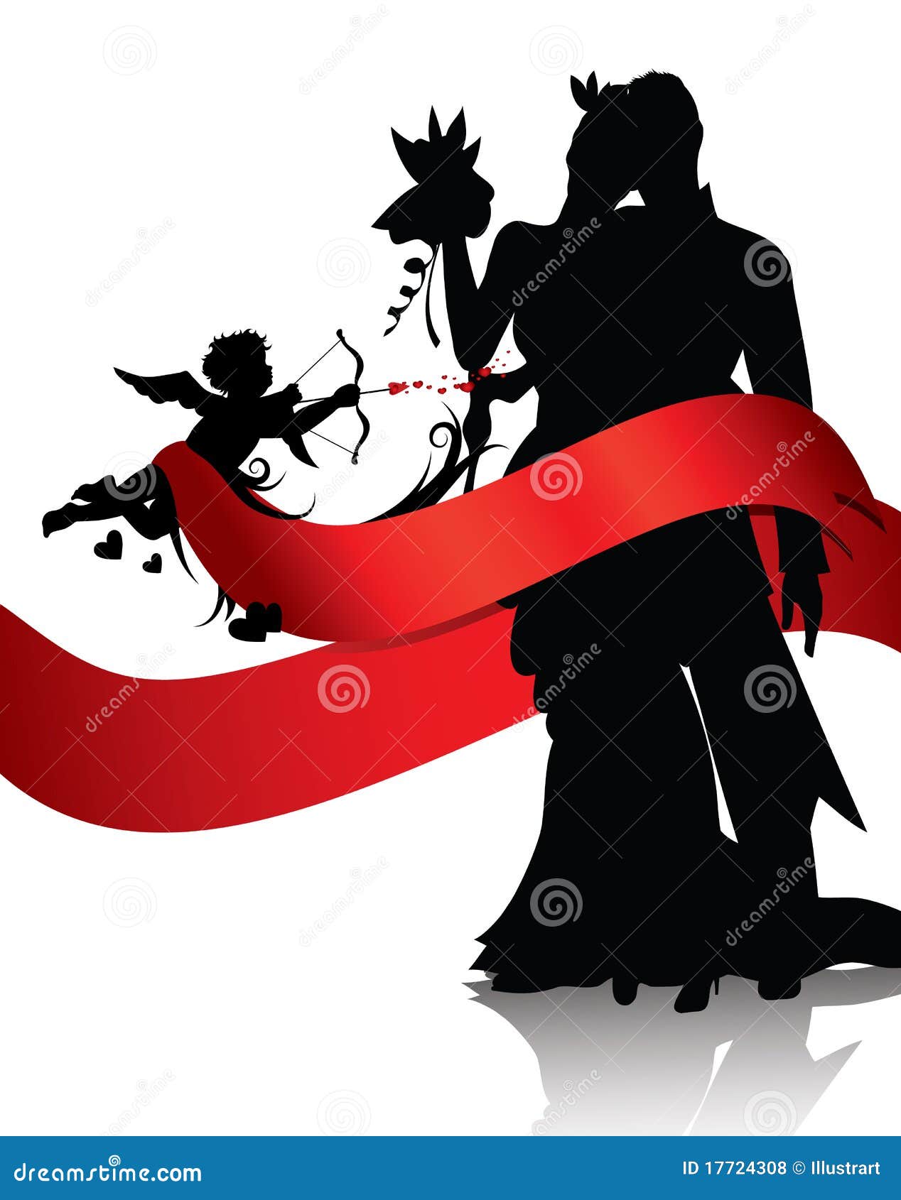 Romantic Couple with Cupid Background Stock Vector - Illustration of ...