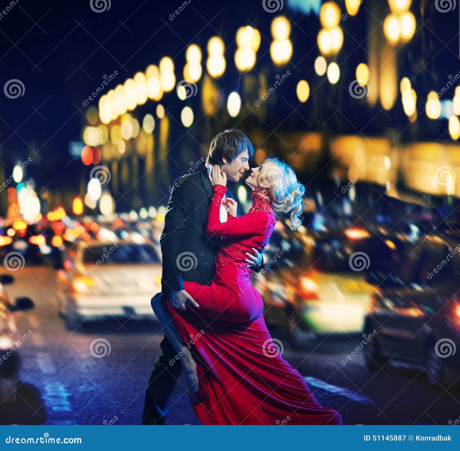 Romantic Couple Dancing in Downtown Stock Image - Image of caucasian ...
