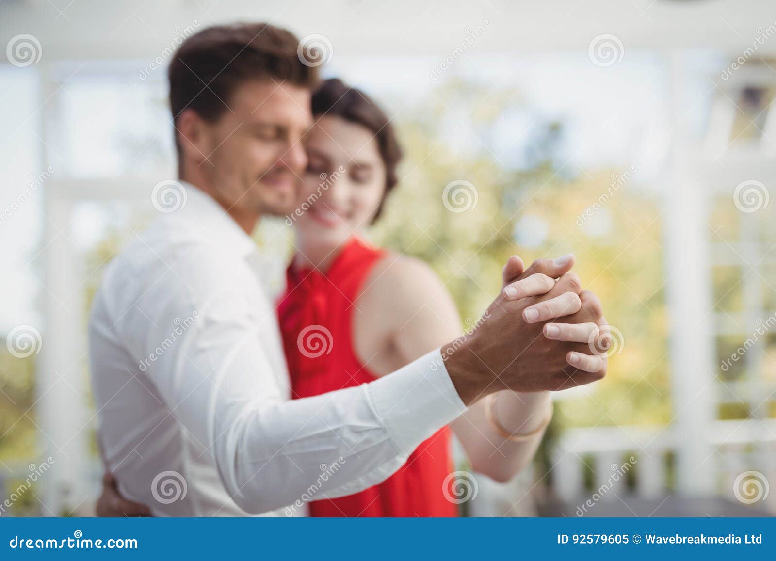 Romantic Couple Dancing with Hand in Hand Stock Image - Image of happy ...