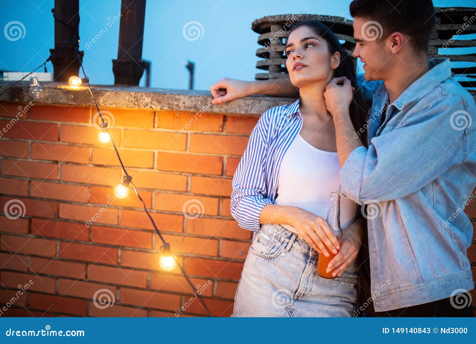 Romantic Couple Dating in Party at Night Stock Image - Image of couple ...