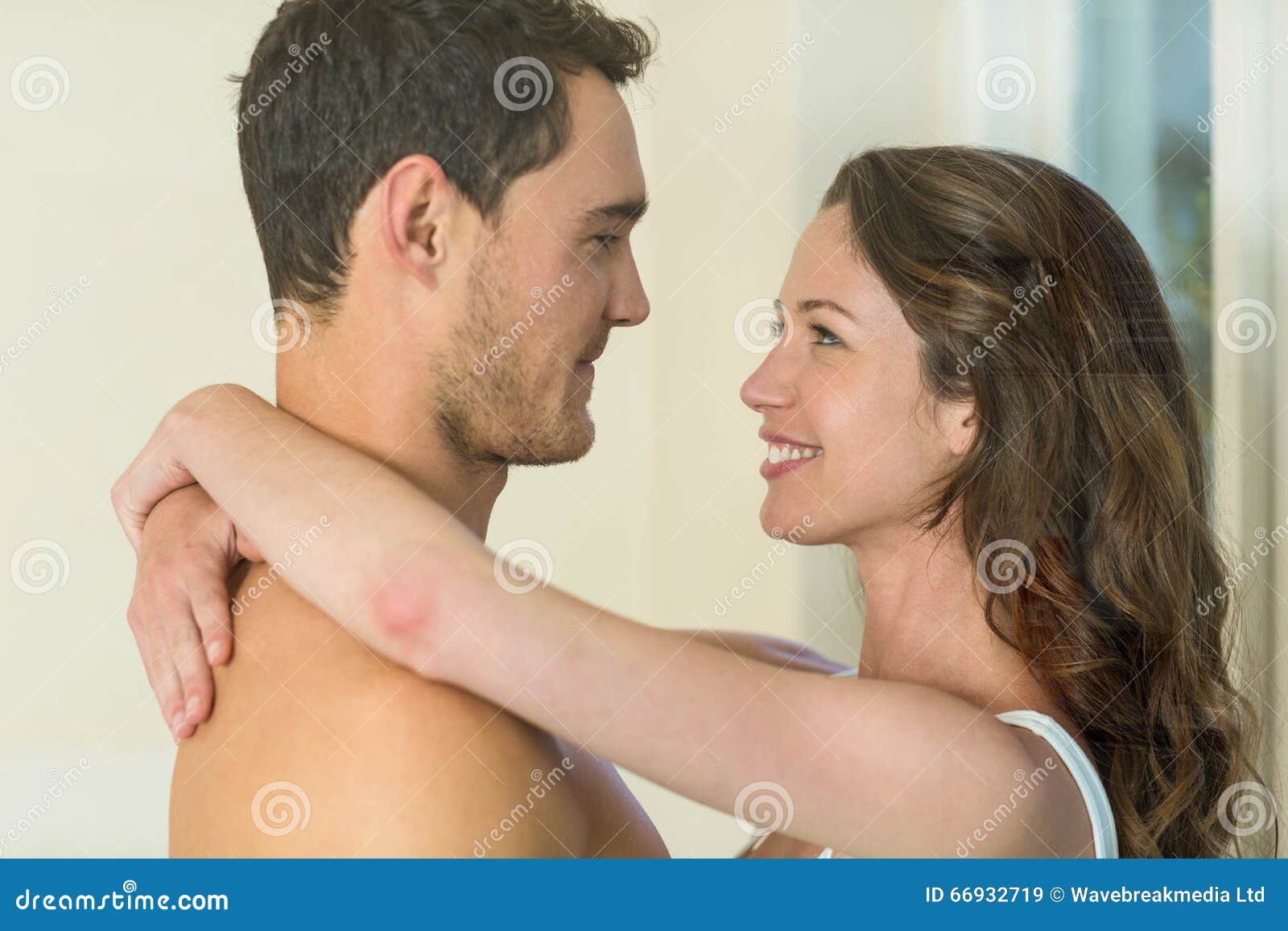 Romantic Couple Embracing in Bathroom Stock Image - Image of bonding ...