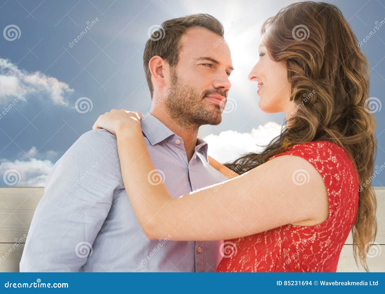 Romantic Couple Embracing Face To Face Stock Photo - Image of bonding ...