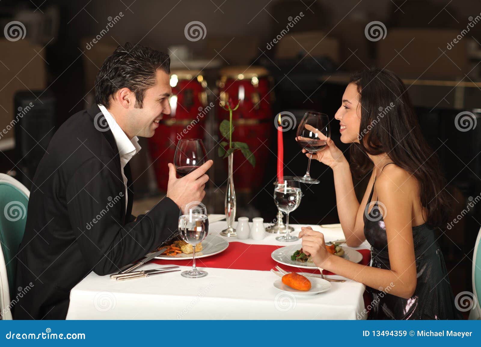 Romantic Couple Having Dinner Stock Image - Image of table, dating ...