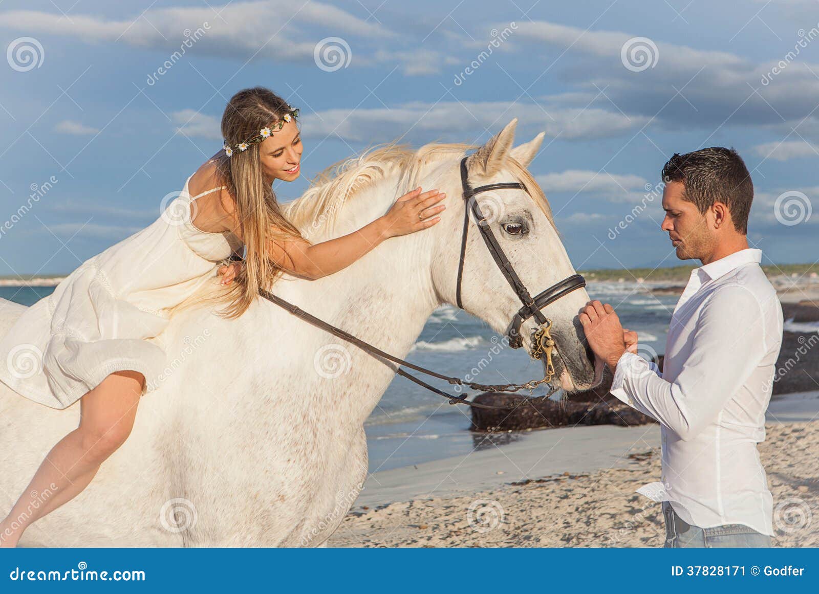 Romantic couple with horse stock image. Image of romance - 37828171