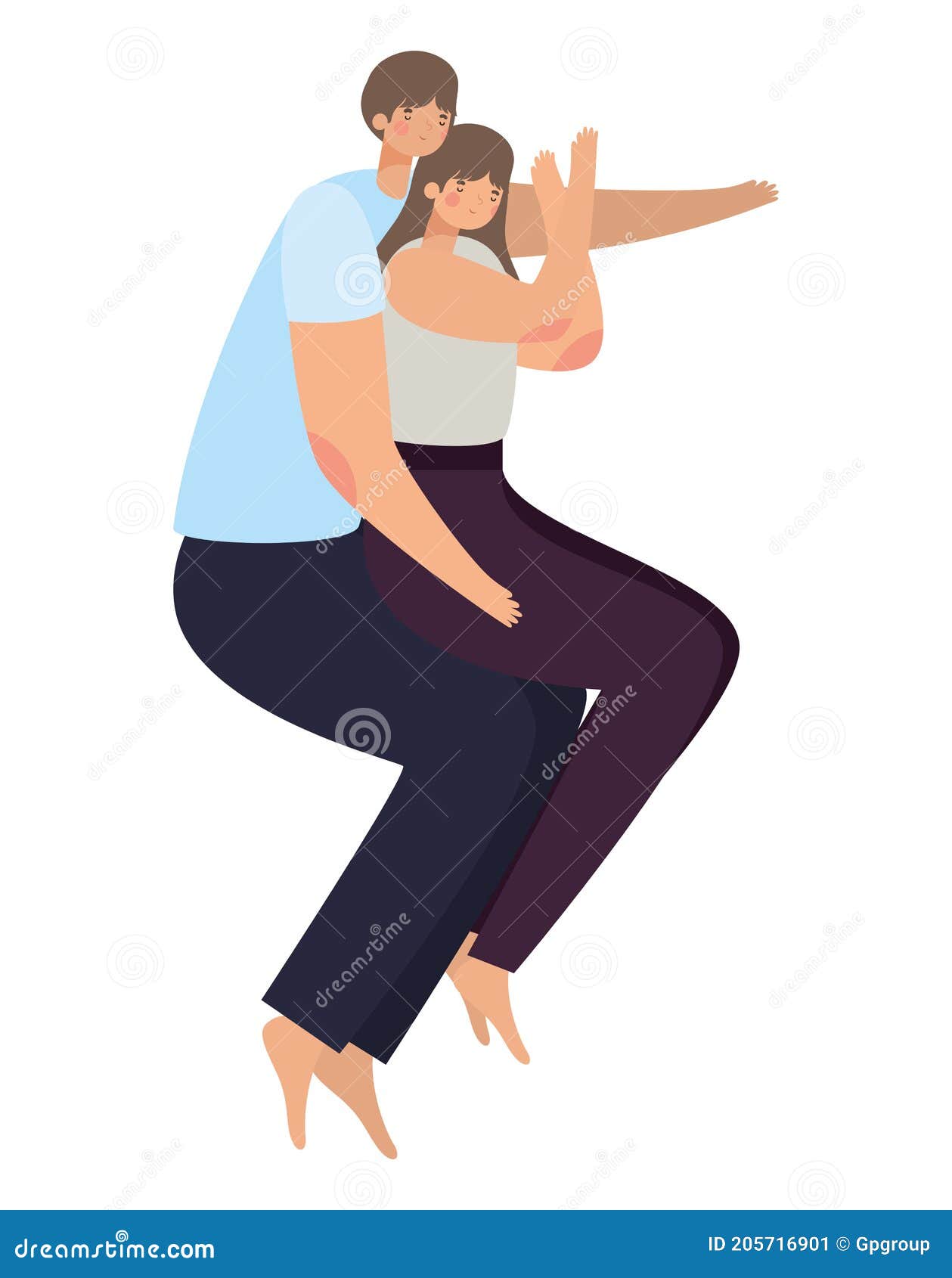 Romantic Couple Hugging Making a Spoon Stock Vector - Illustration of ...