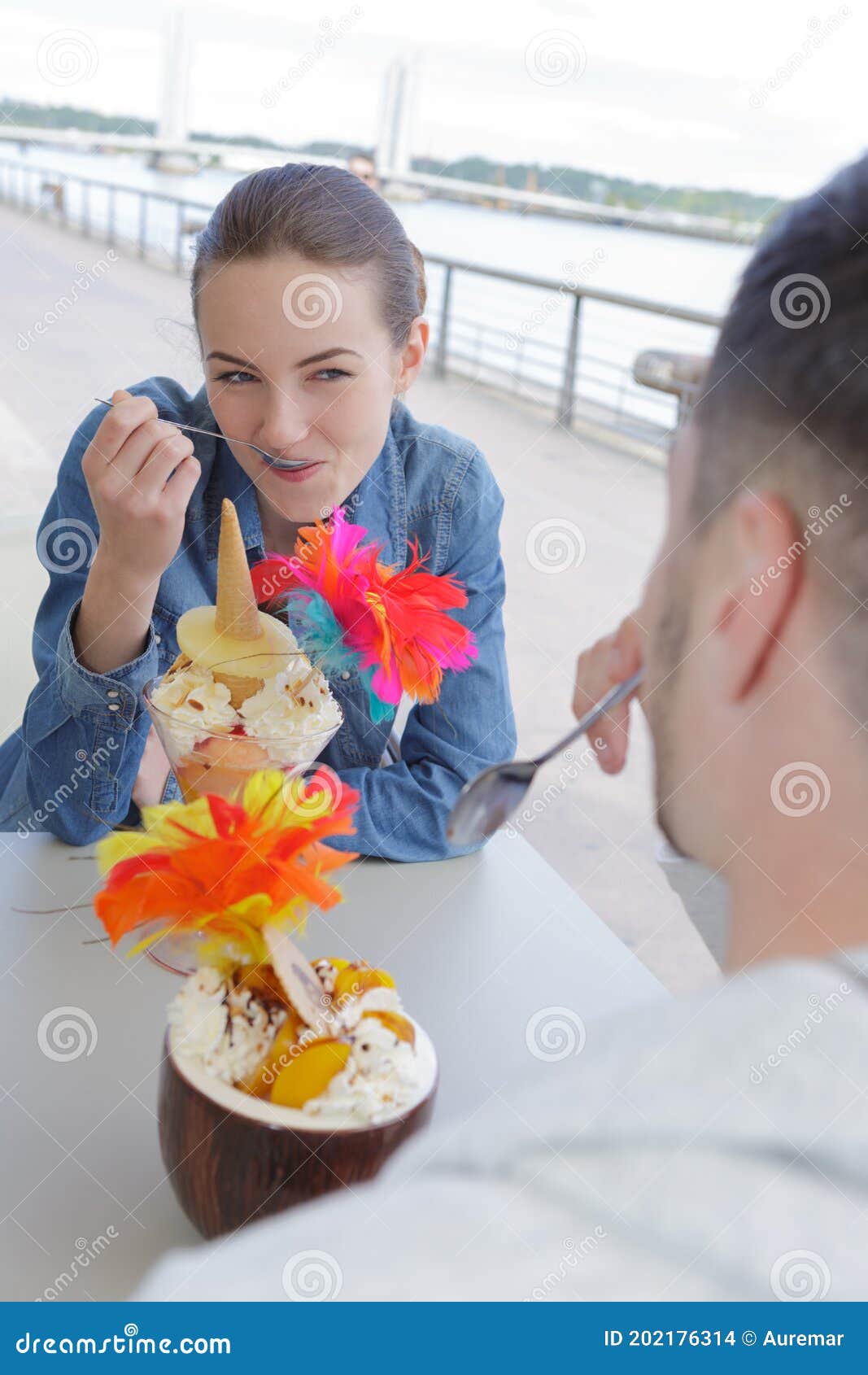 Romantic Couple with Ice Cream Stock Photo - Image of holiday ...