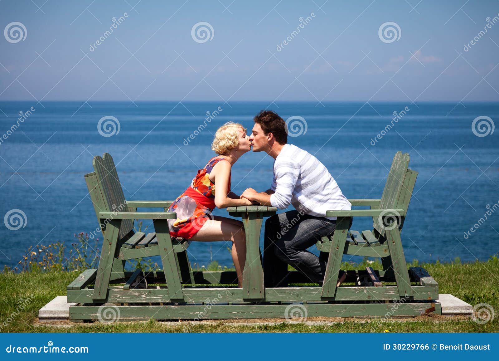 Romantic Couple Sitting on the Bench Stock Photo - Image of caucasian ...