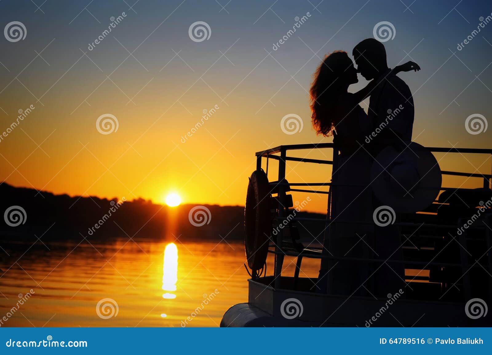 Romantic Couple Kissing on the Ship Stock Photo - Image of idyll ...
