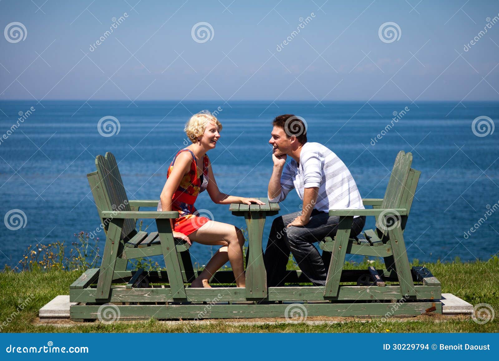 Romantic Couple Sitting on the Bench Stock Photo - Image of beauty ...
