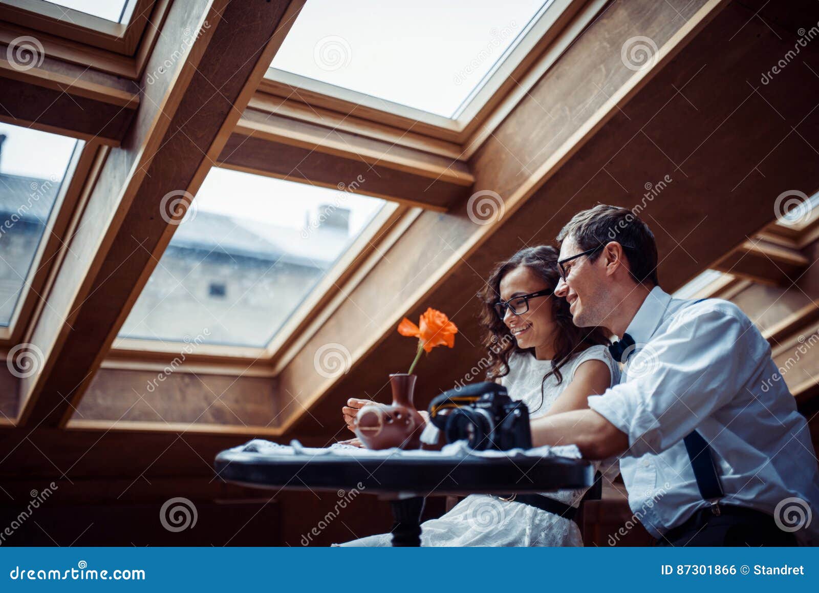 Romantic Couple in Love Bonding in Cafe Stock Photo - Image of ...