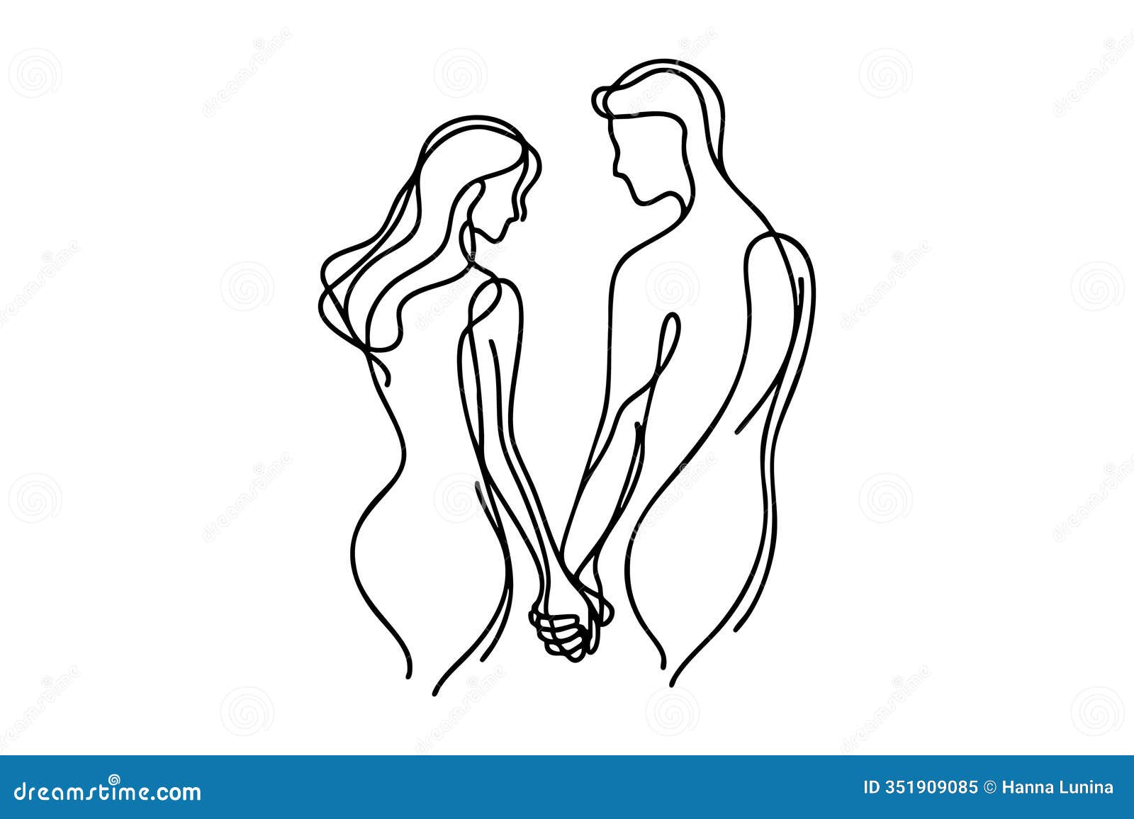 Romantic Couple, Love. Continuous One Line Drawing. Vector Illustration ...