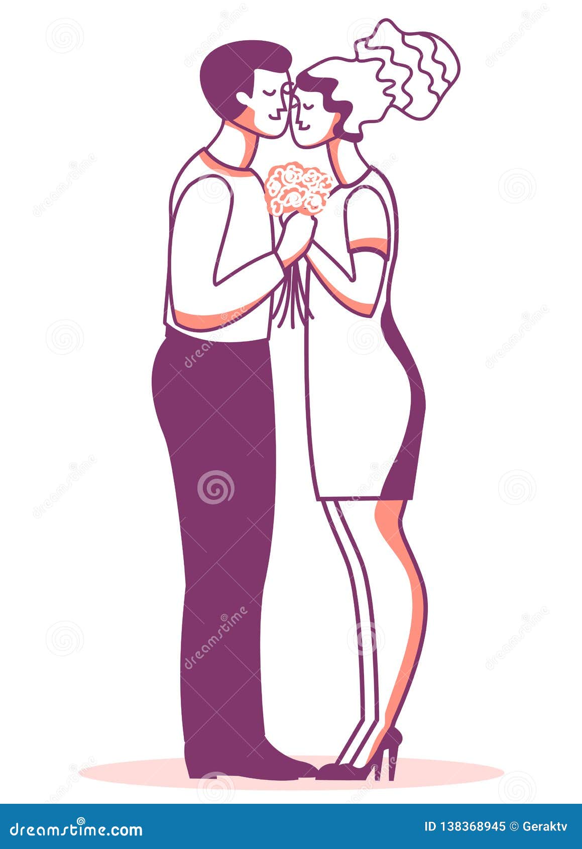 Romantic Couple Of Man And Woman Fall In Love Vector Illustration