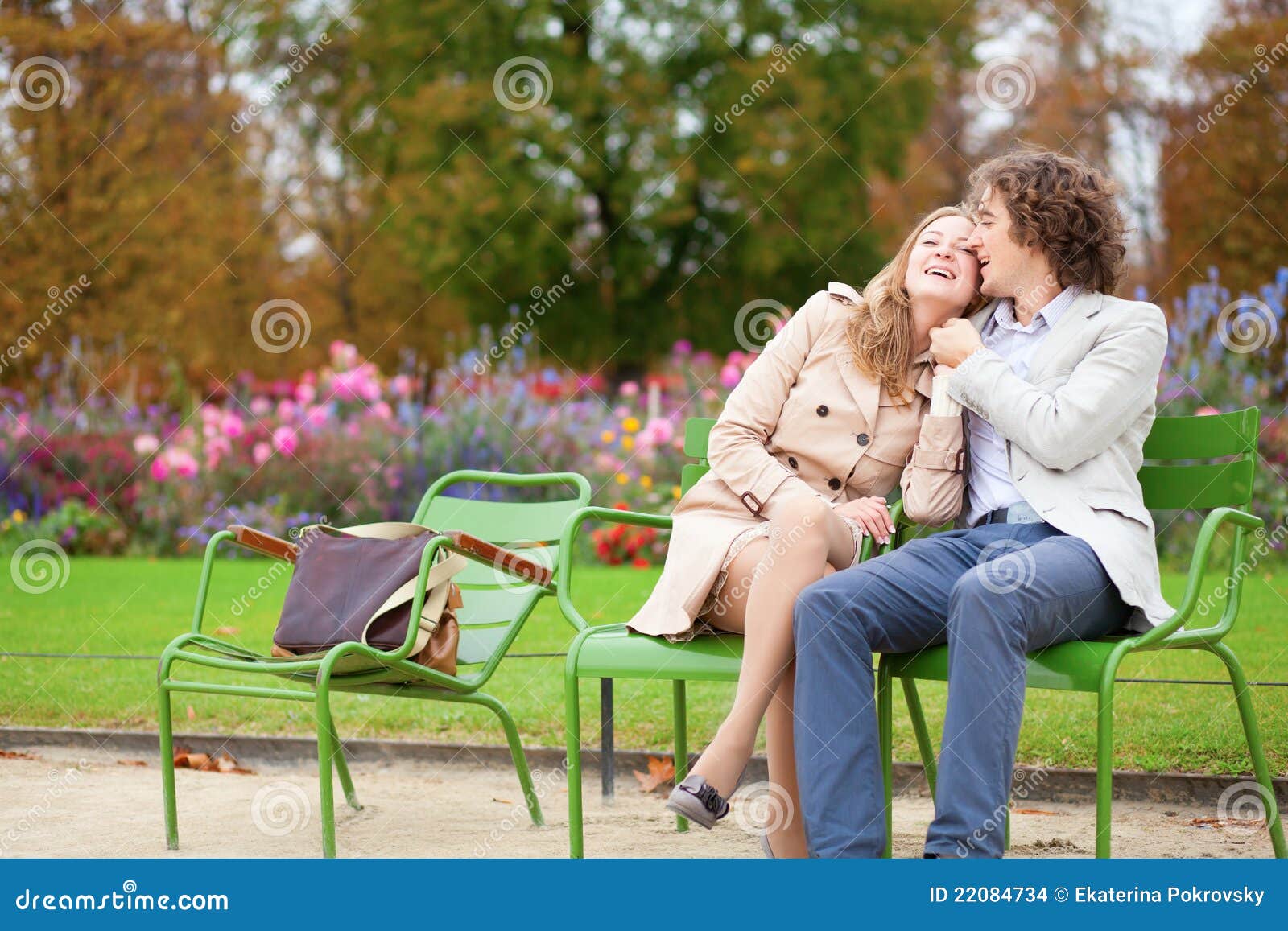 Romantic couple in a park stock photo. Image of cityscape - 22084734