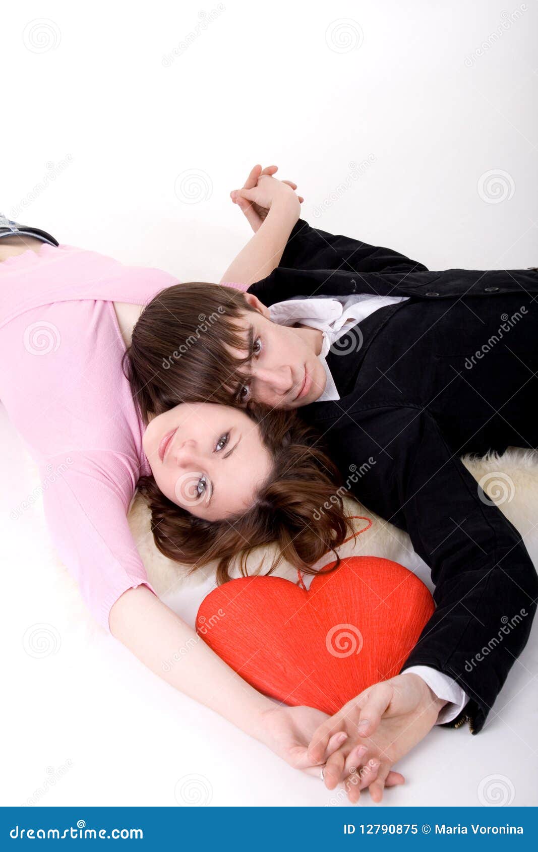 Romantic Couple with Red Heart Stock Image - Image of sharing, handsome ...