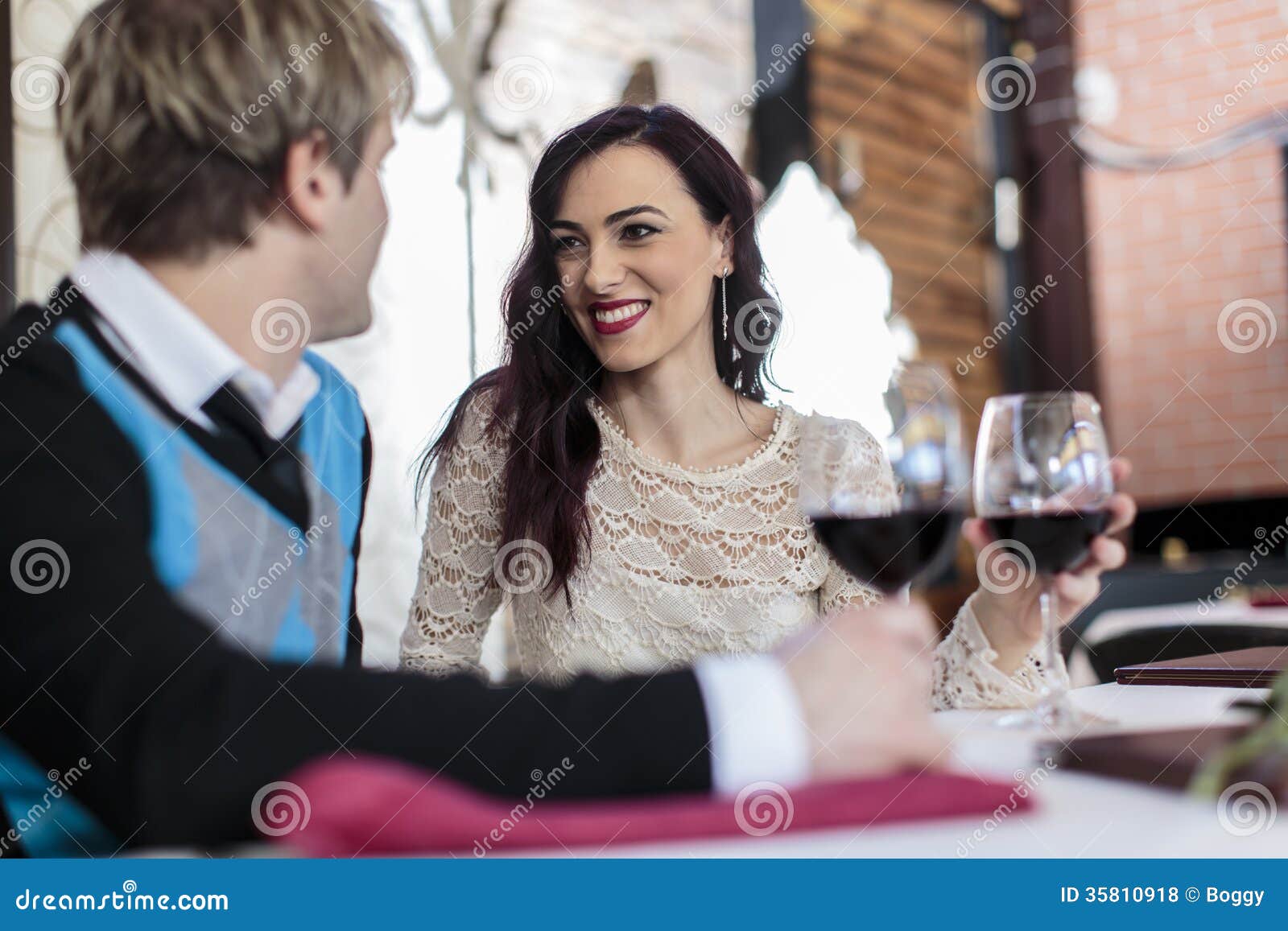 Romantic Couple in Restaurant Stock Photo - Image of female, dinner ...