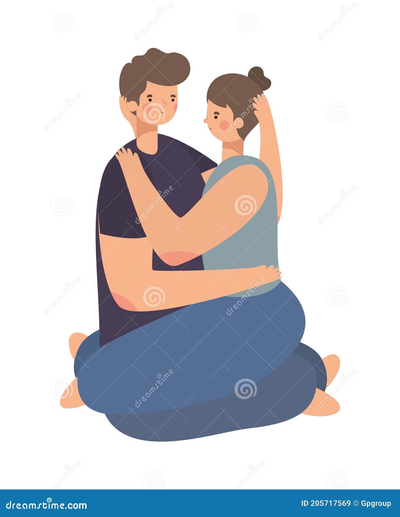 Romantic Couple Sit and Hugging Stock Vector - Illustration of cheerful ...