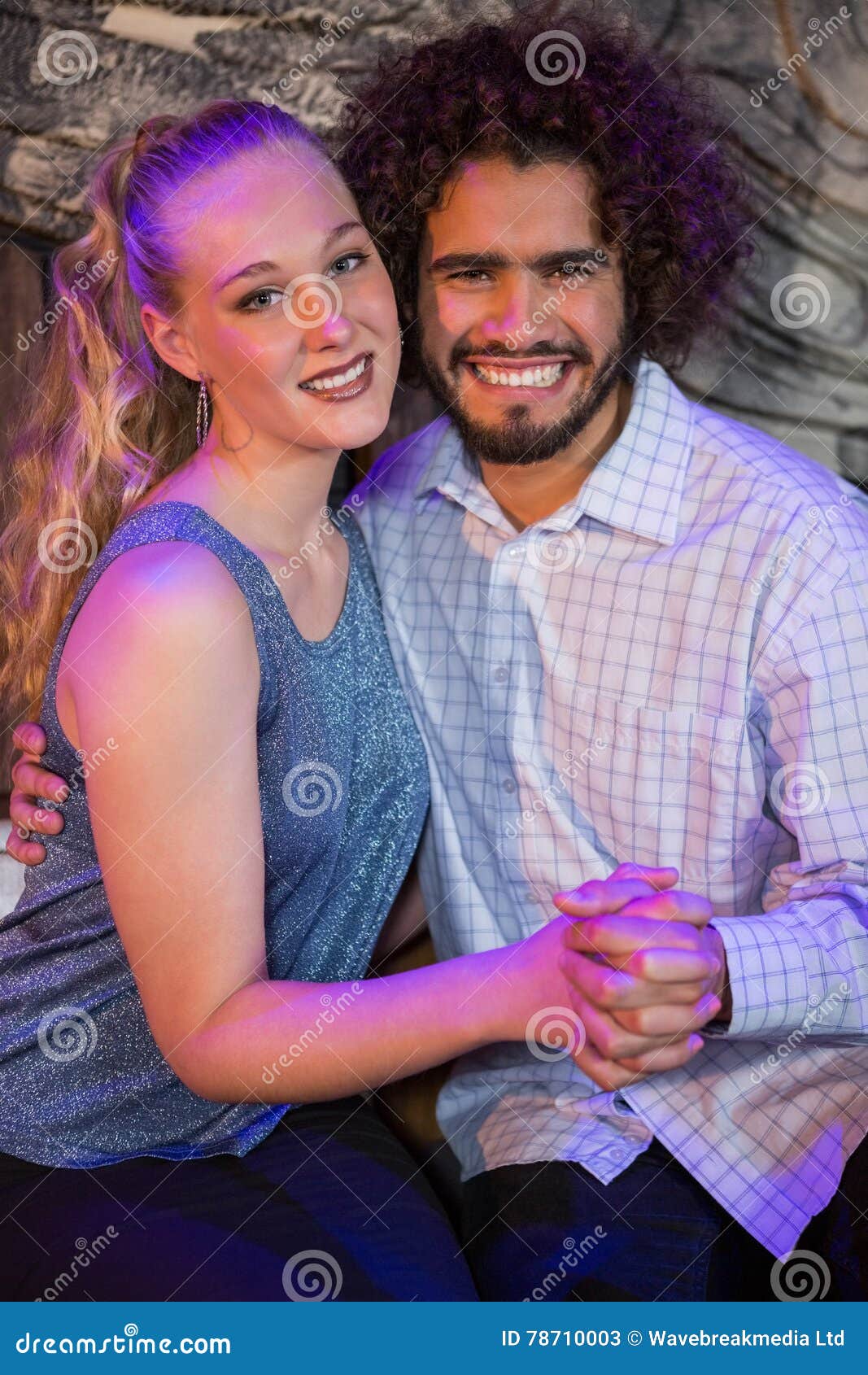 Romantic Couple Sitting Together In Bar Stock Image Image Of Male