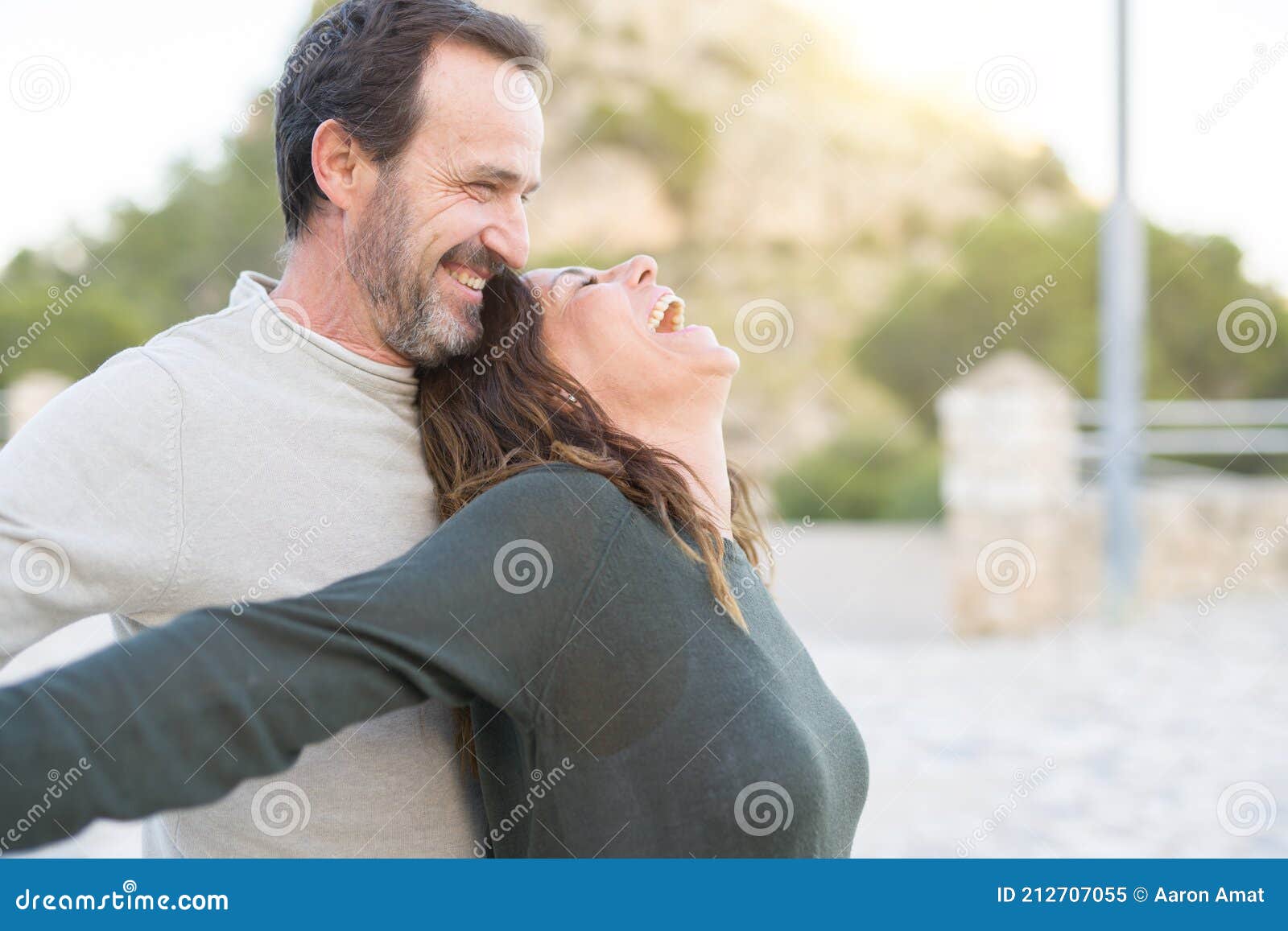 Romantic Couple Smiling and Dancing on a Sunny Day Stock Image - Image ...