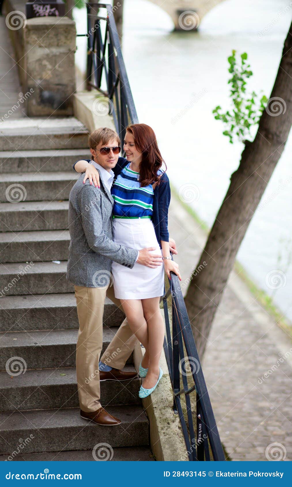 Romantic Couple on the Stairs Stock Image - Image of parisian, date ...