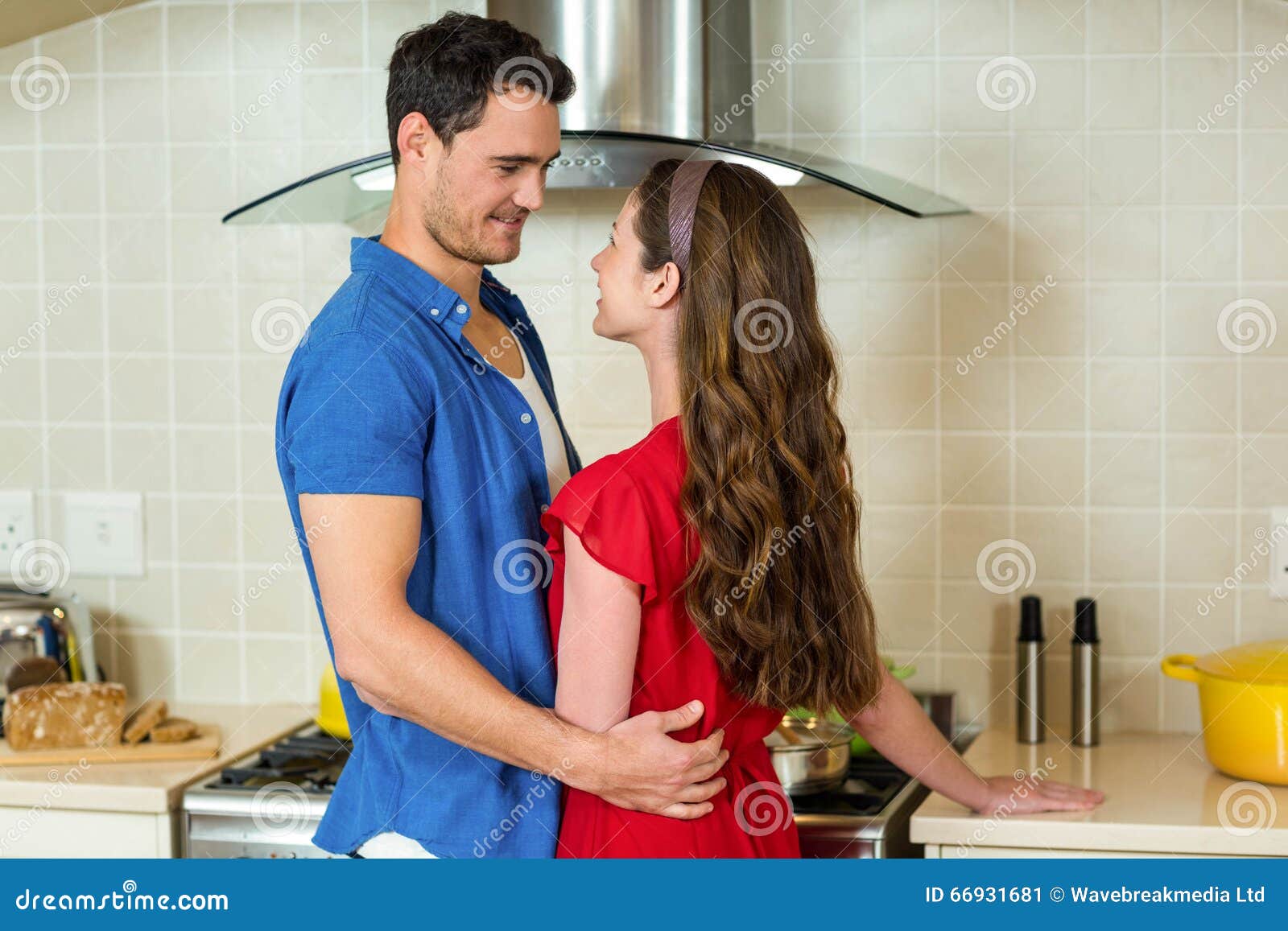 Romantic Couple Standing Face To Face and Embracing Each Other Stock ...